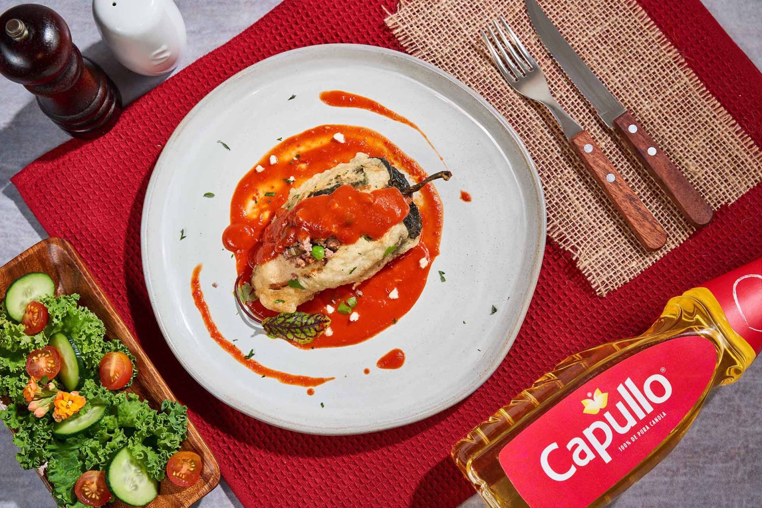 Chile relleno capeado – Aceite de cocina Capullo